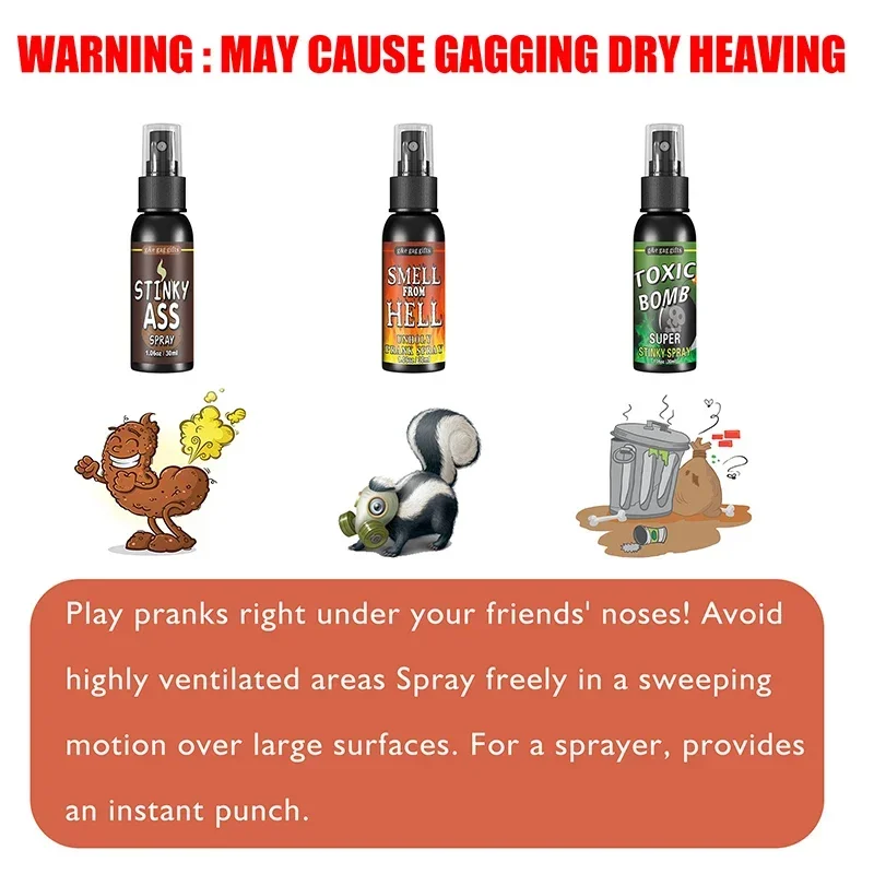 Vaporisateur de pet liquide, bombe puante, gaz puant, merde, bâillon ...