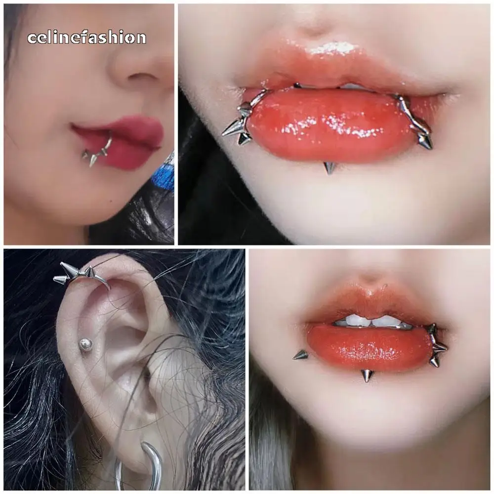 1Pc Y2k Goth Rivet Lip Piercing Rings For Women Men Stainless Steel ...