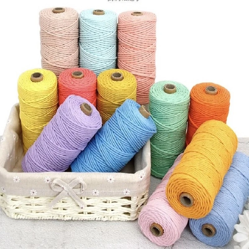 Macrame Cord 3mm Solid Color Cotton Thread Handmade Craft DIY ...