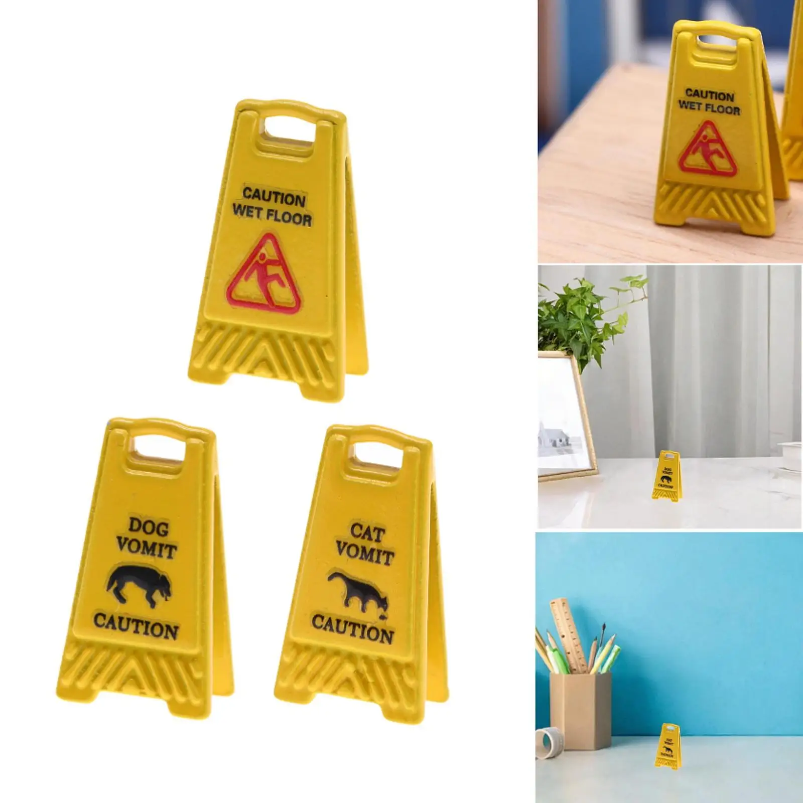 Miniature Warning Sign 1:12 Scale Dollhouse Decor Caution Sign Model ...
