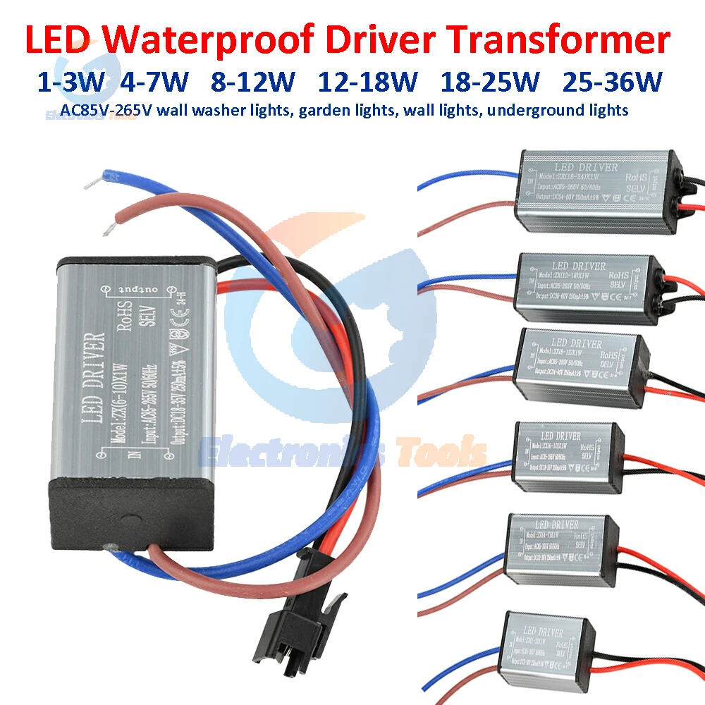 LED Driver Ballast AC85-265V 1-24W 250MA Adapter Transformer Lighting ...