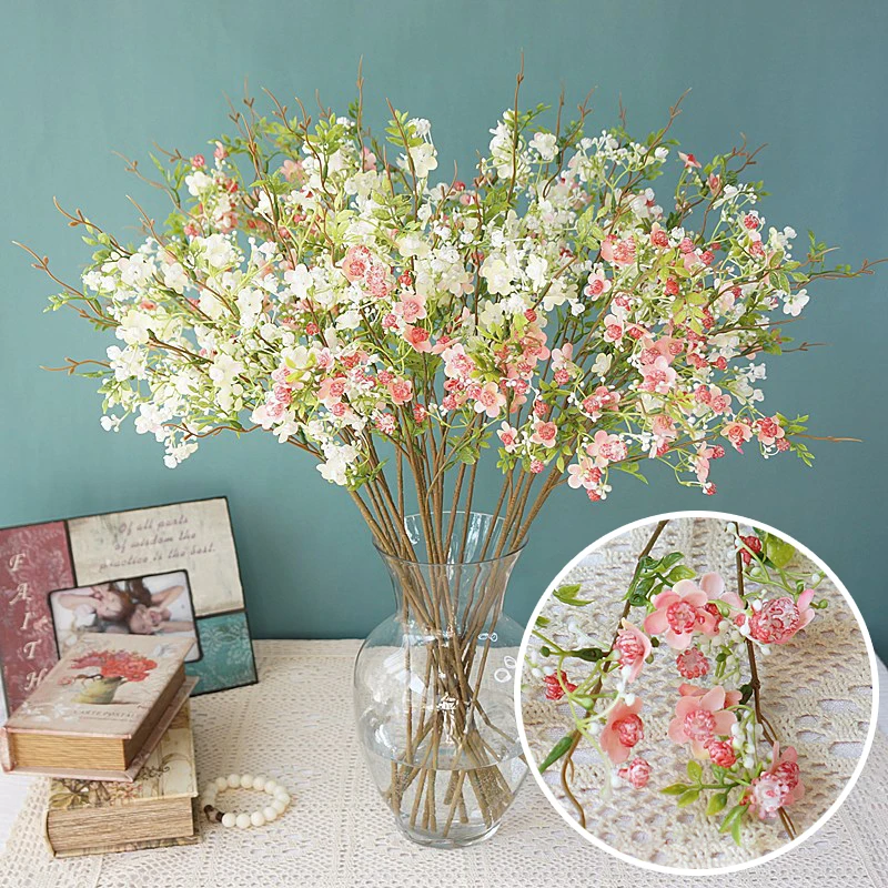64cm-Single-Small-Flowers-Pearl-Plum-Artificial-Flower-Silk-Flower ...