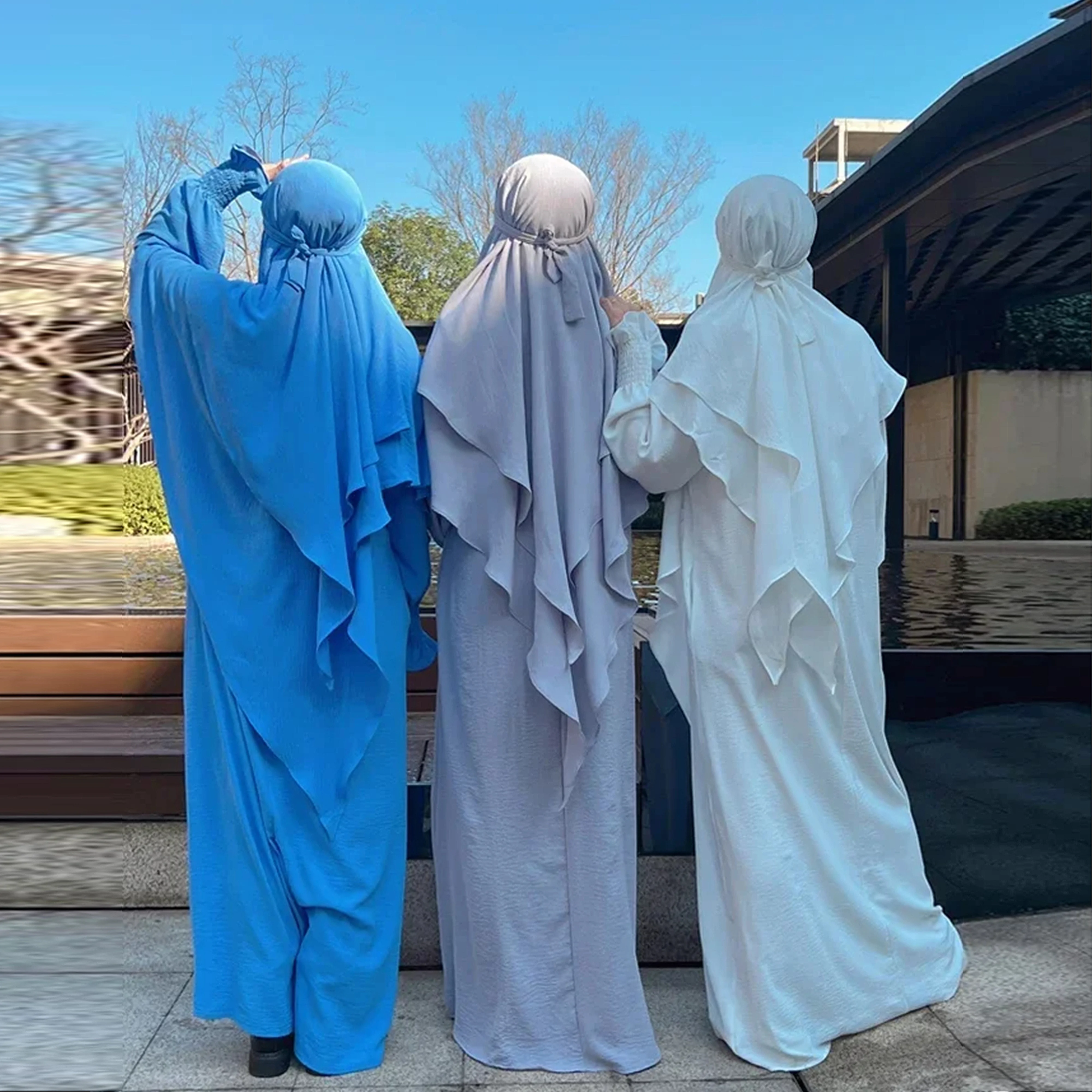 Conjuntos-musulmanes-Abaya-Khimar-para-mujer-Jilbab-traje-de-2-piezas ...