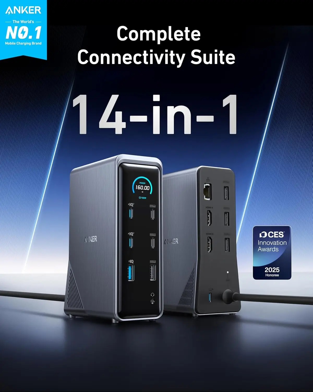 Anker A83B6 Prime Docking Station, 14-Port with 160W Max Output, 10Gbps ...