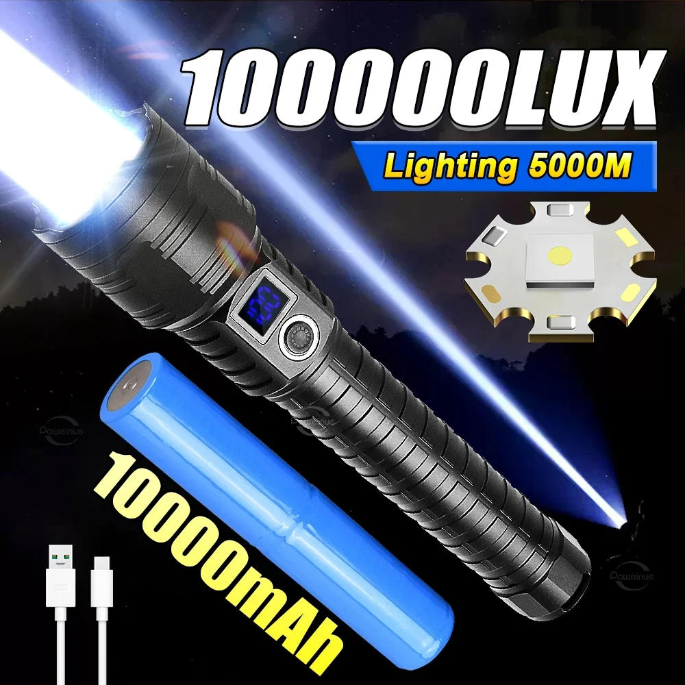 High-Lumen-1000000-potente-torcia-a-Led-torcia-Ultra-potente-10000mAh ...