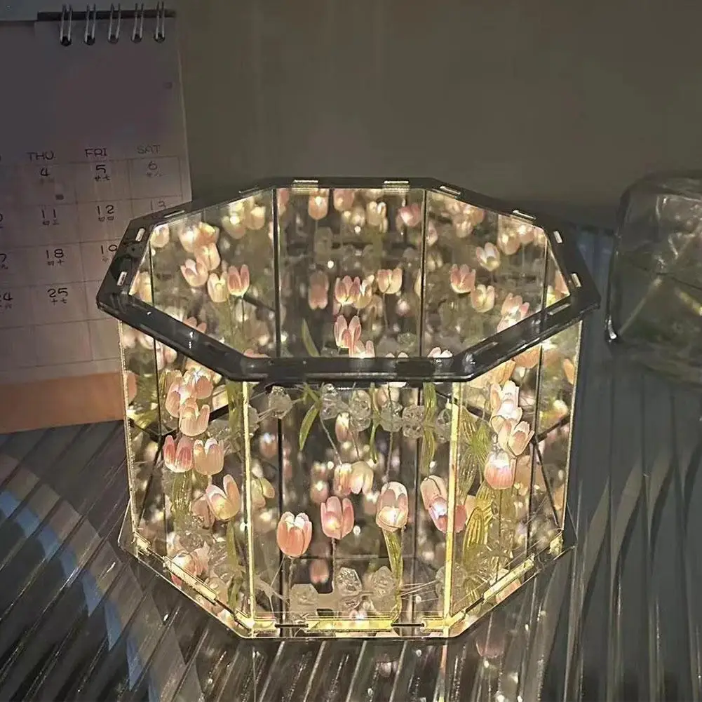 Handmade-Tulip-Mirror-Small-Night-Light-Music-Box-Creative-Tulip ...