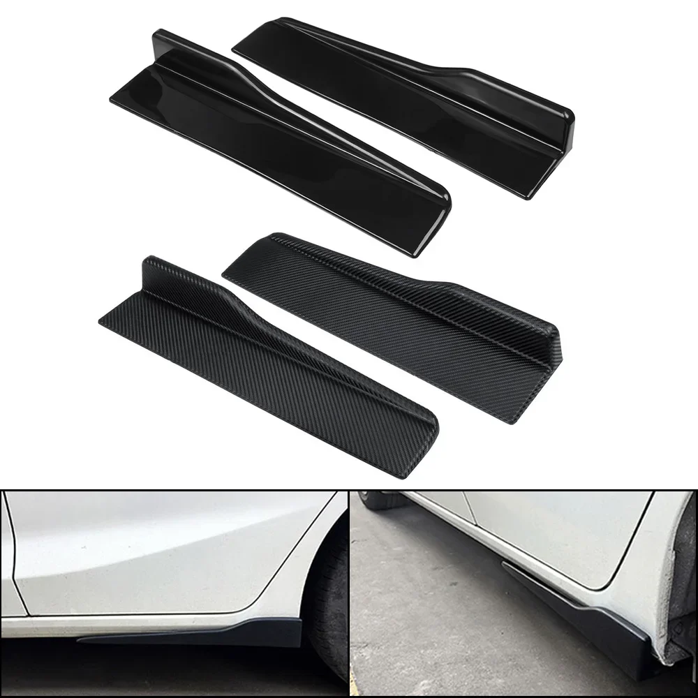 Universal-45cm-Anti-Crash-Side-Skirt-Black-Carbon-Fiber-2Pcs-Car-Bumper ...