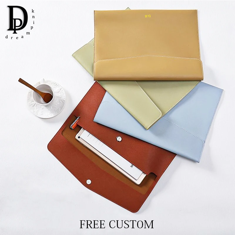 PU Leather Custom Initials A4 Document Bags Portable Luxury Engrave ...
