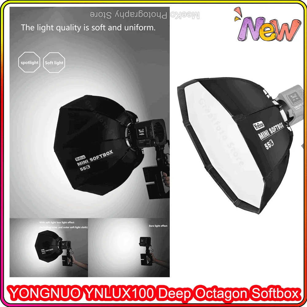 YONGNUO YNLUX100 Deep Octagon Softbox 55CM with Grid Bowen Mount for ...