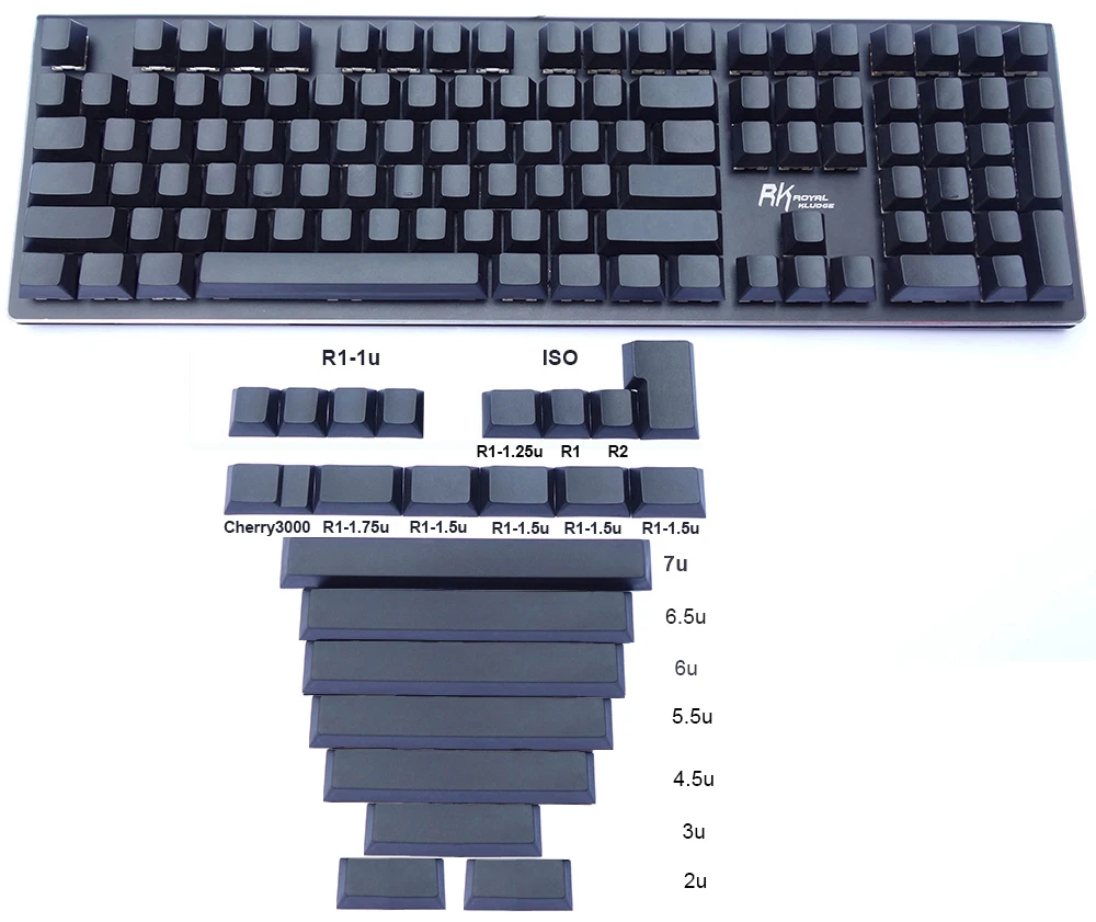130 Key Profil Ceri Hitam Polos Tebal PBT Keycaps ANSI ISO untuk MX ...