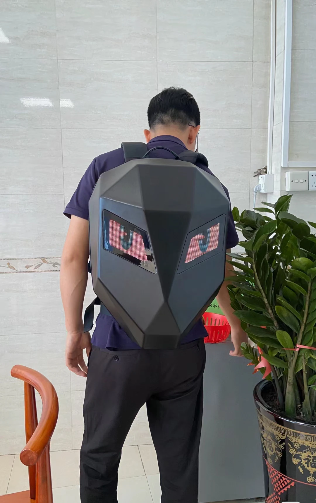 Knight-Backpack-School-Led-Rider-Bag-Hard-Shell-With-Eyes-Display ...