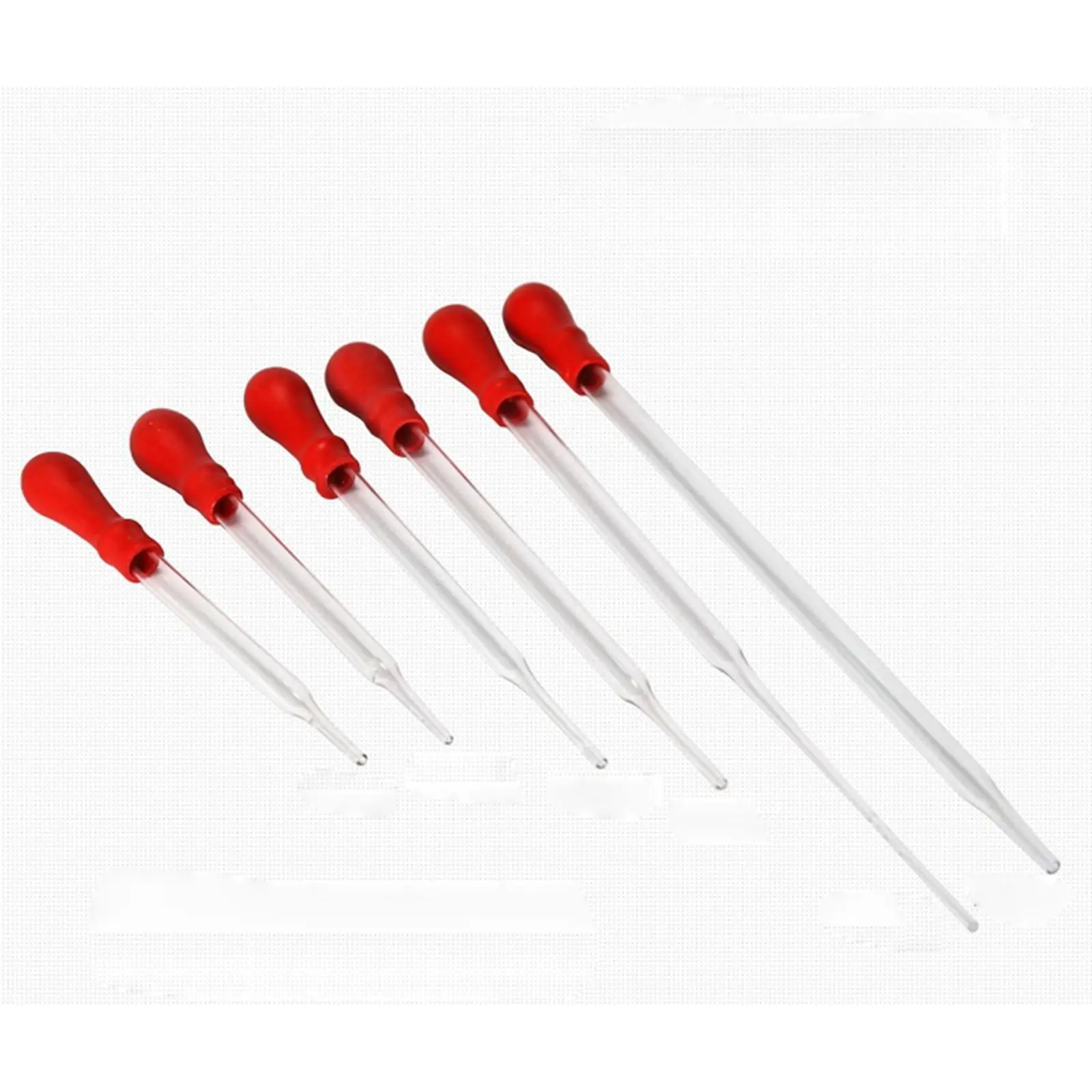 5pcs 9/10/12/15/20cm Durable Glass Transfer Pipette Dropper With Rubber ...