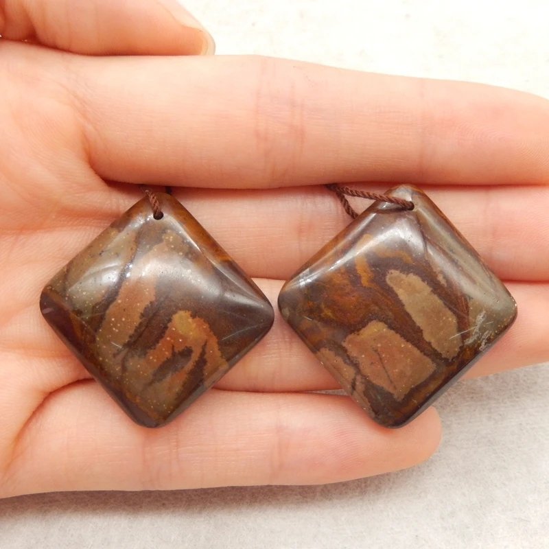 Natural Chohua Jasper Square Pendants, Veined Gemstones, Earthy ...