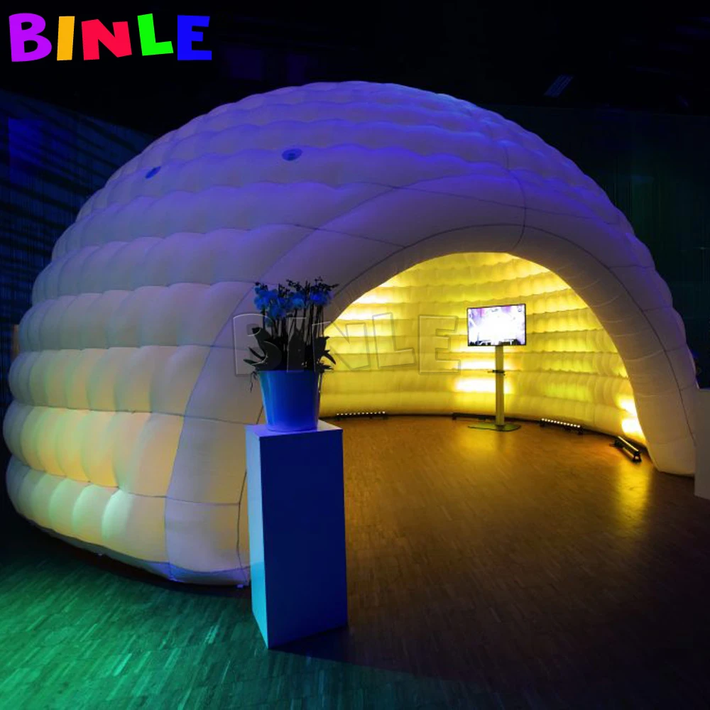 Hot sale 5m LED lighted inflatable igloo tent LED inflatable dome tent ...