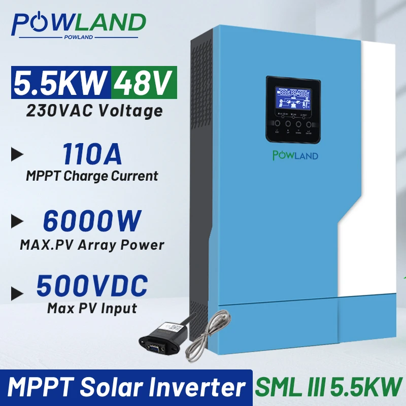 5.5kw Off Grid Hybrid Pure Sine Solar Inverter 220/230vac 48vdc Mppt ...