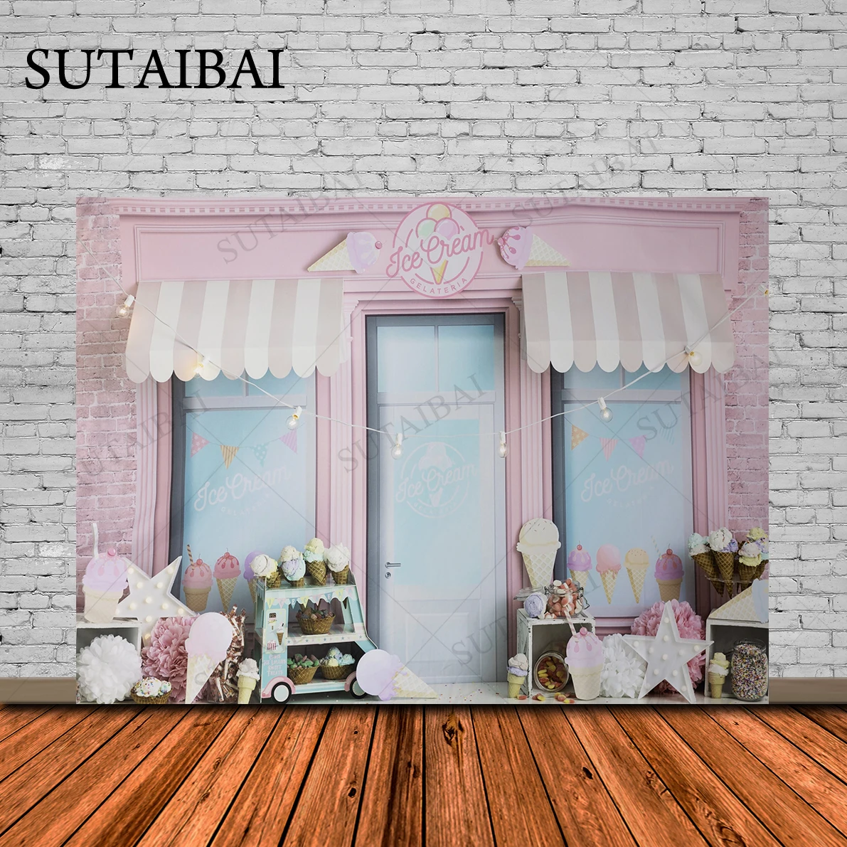 Ice Cream Shop Backdrop