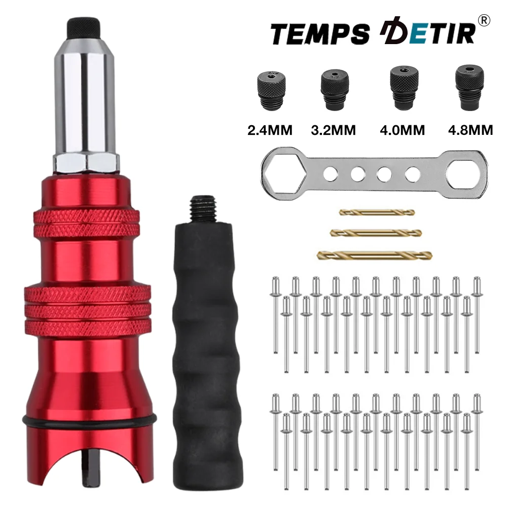 Electric Rivet Gun Adapter 2.4mm-3.2mm-4.0mm-4.8mm Home Core Blind ...