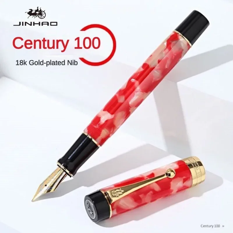 JINHAO-100-Centennial-Resin-Fountain-Pen-18KGP-Golden-Clip-Nib-Fine-Business-Gift-Pen-Stationary ...