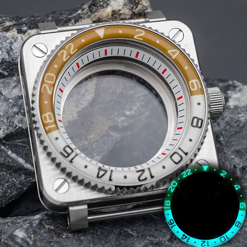 Mod Gear Bezel New Square Watch Transparent Case Back Fits Seiko NH35 ...