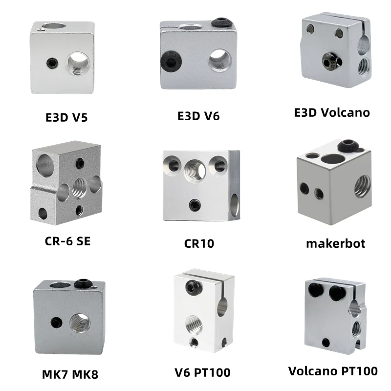 Heater Block E3D V5 V6 MK7 MK8 CR-6 SE Volcano PT100 CR10 Makerbot ...