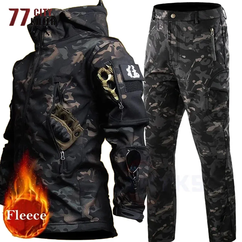 Winter-Shark-Skin-Fleece-Tactical-Sets-Mens-Outdoor-Training-Combat ...