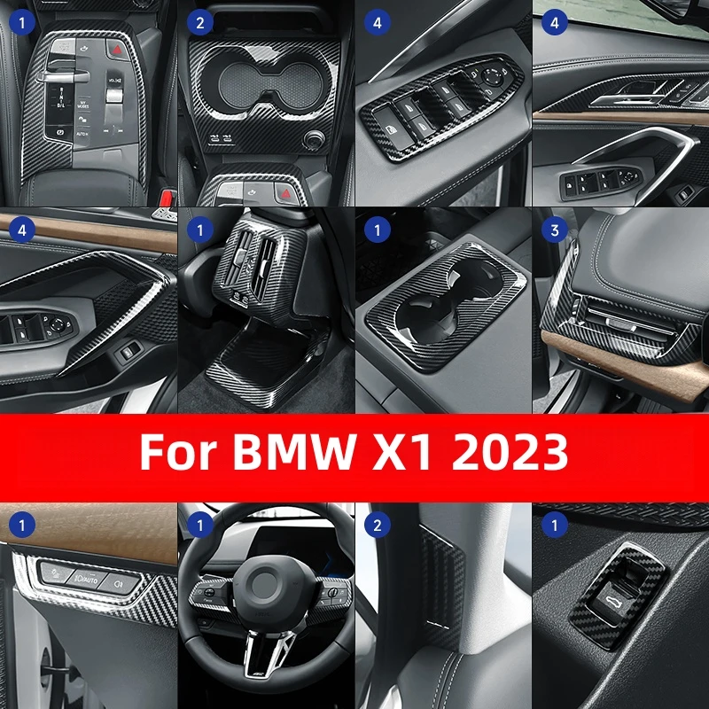 For-BMW-X1-U11-2023-Interior-Trim-Sticker-ABS-Gear-Shift-Panel-Cup ...