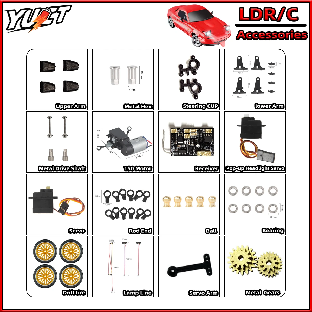 1/18 LDRC Car Original Parts LD1899 GTR Metal Upgrade Accessories ...