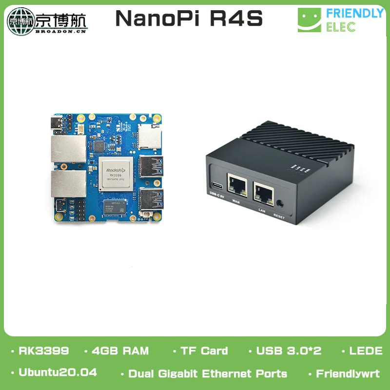 FriendlyElec-NanoPi-R4S-Open-Source-USB3-Development-Board-4GB-Metal-Case-Rockchip-RK3399-Dual ...