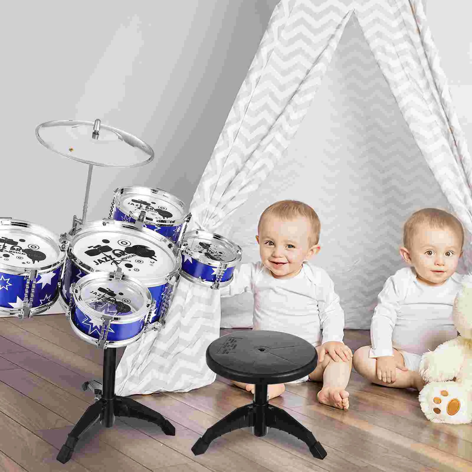 Kids-Drum-Set-Kids-Jazz-Drum-Kit-Toddler-Toys-Drums-Stool-Pedal ...
