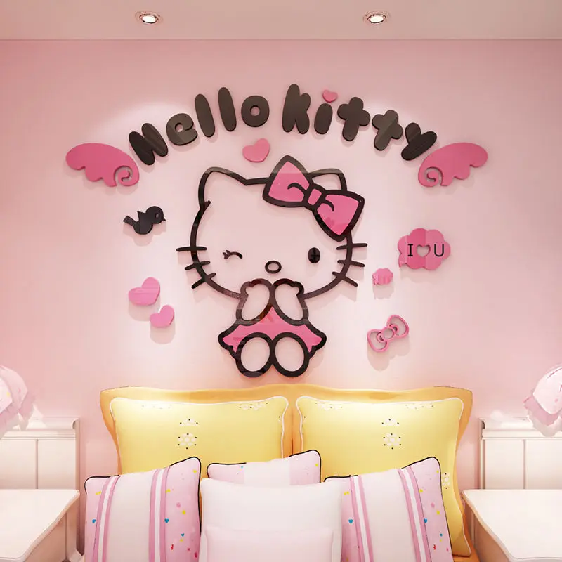 Hello Kitty Wall Decor Sticker | 3d Hello Kitty Wall Stickers | Kitty ...