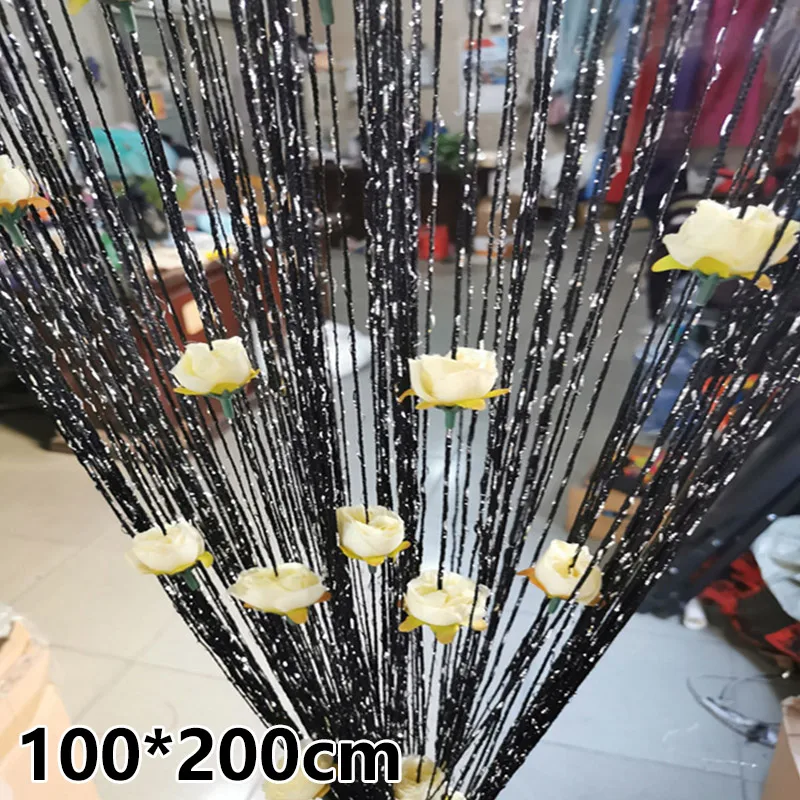 Door Line Curtain 3D Rose Flower Shape Window Thread Hanging Vestibule ...