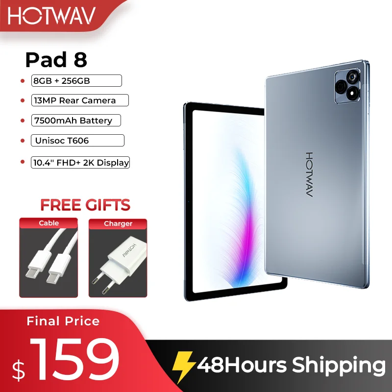 HOTWAV Pad 8 Newest Tablets 10.4'' FHD 2K Display 8GB+256GB 13MP Camera ...