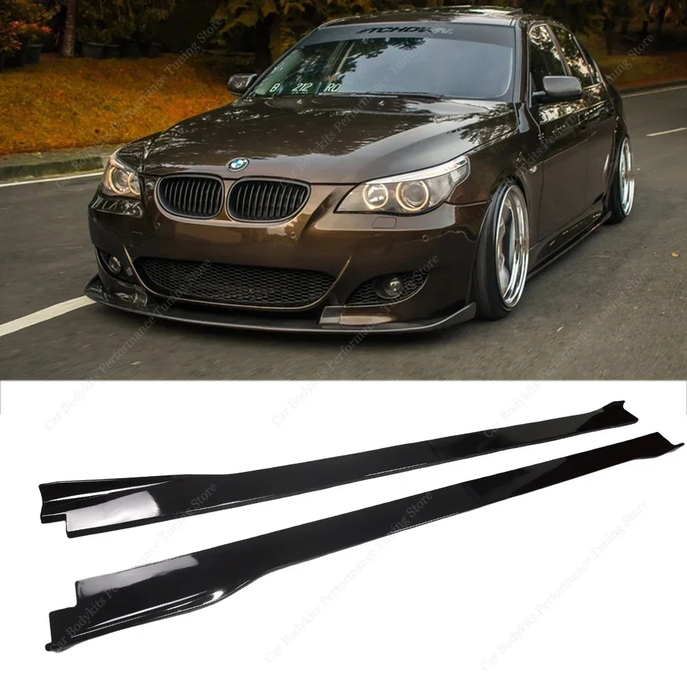 For-BMW-E60-Gloss-Black-Side-Skirts-Extension-Rocker-Panels-Lip ...