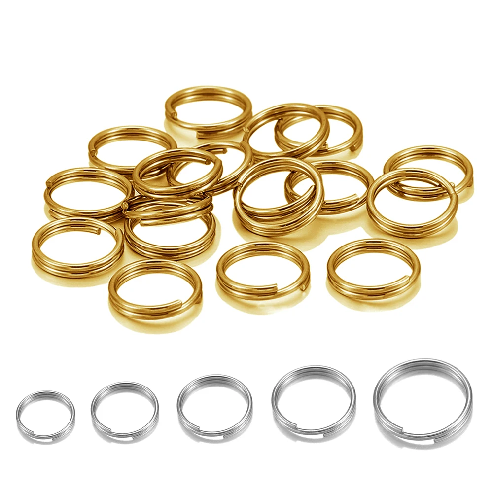 50/100Pcs 6-15mm Gold Color Stainless Steel Open Jump Round Split Ring ...