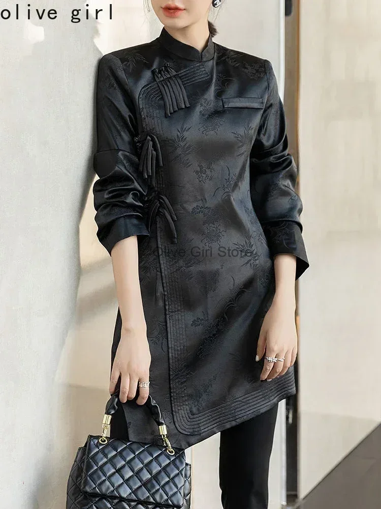 Black Qipao Dress Cheongsam Chi-pao Improves Women's Clothing Chinese ...