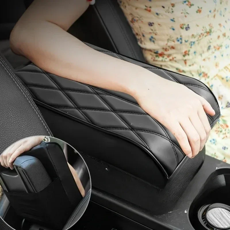 Wave-Embroider-PU-Leather-Car-Armrest-Mat-Center-Console-Arm-Rest ...