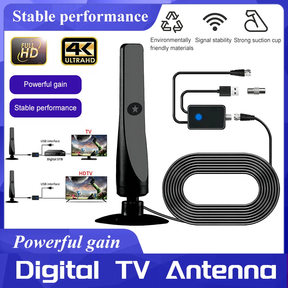 4K-UHD-Digital-TV-Antenna-Amplifier-Signal-Booster-Indoor-50-Miles-High-Gain-Signal-Receiver ...