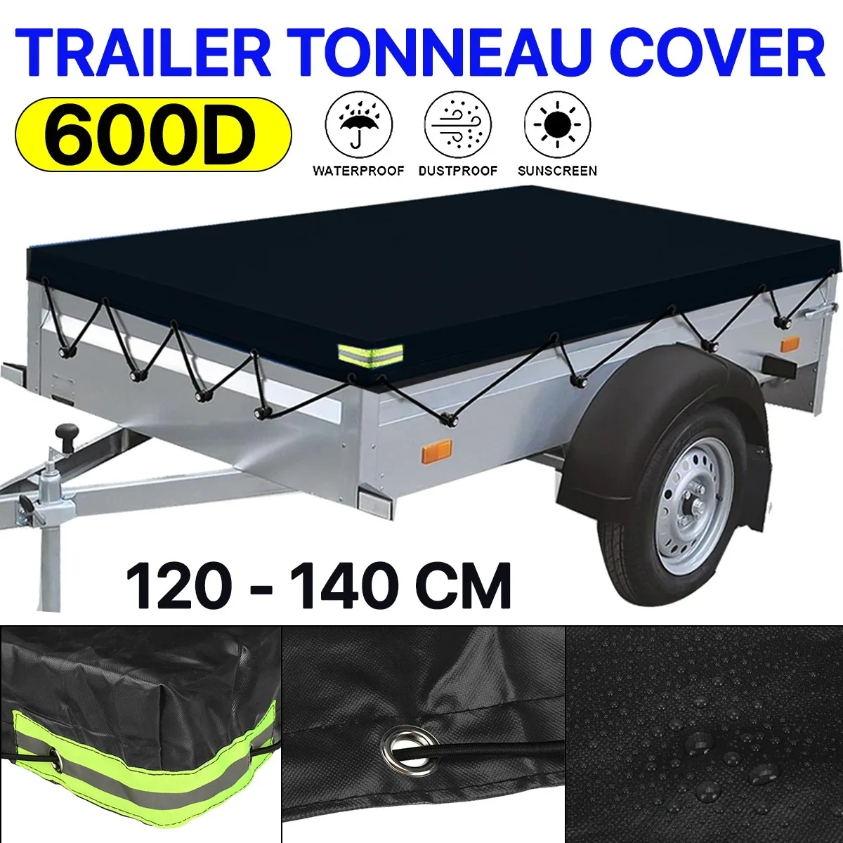 Universal 600D Oxford Cloth Camper Van Trailer Cover Canopy Roof Tent ...