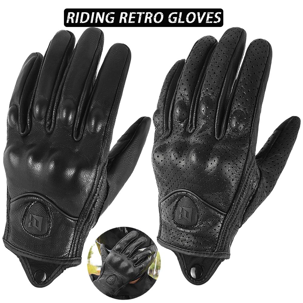 Comfortable Breathable Genuine Goat Leather Motorcycle Gloves ...