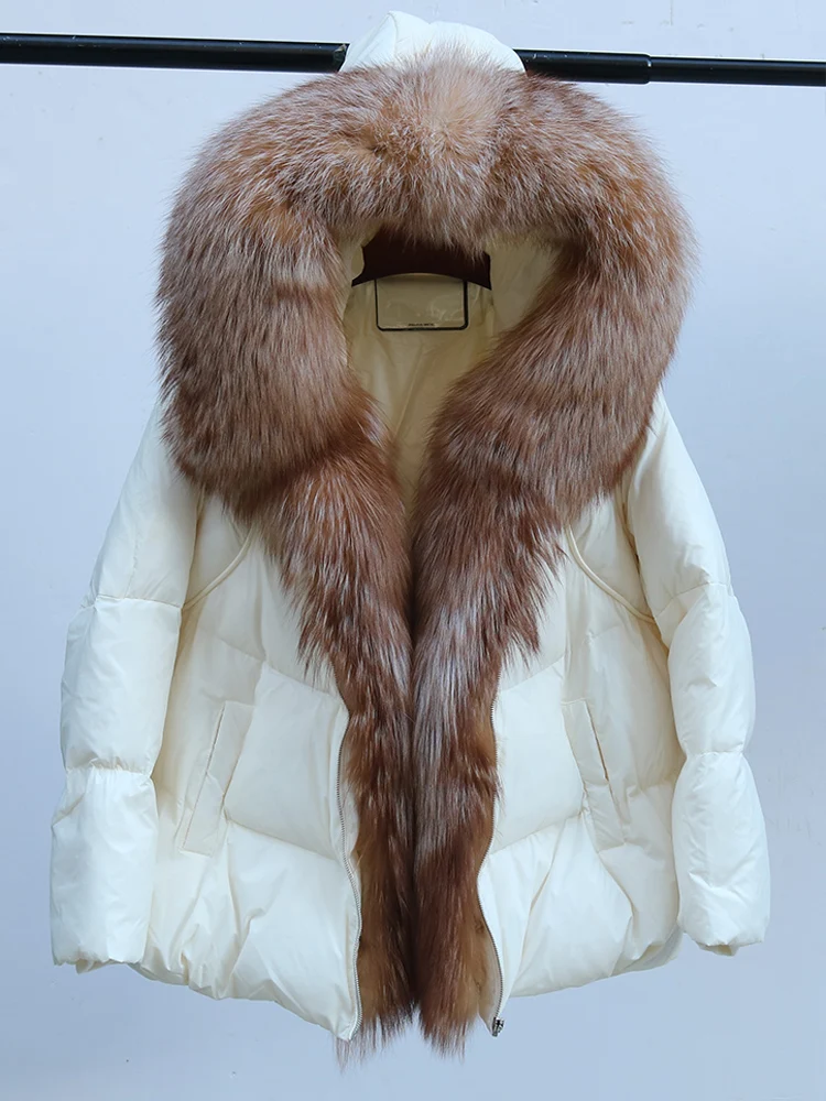 Female-Luxury-Large-Real-Fox-Fur-Collar-Outerwear-Thick-Warm-With-Hooded-Puffer-Coat-Winter ...