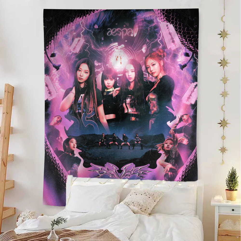 Kpop-A-Aespa-Tapestry-Art-Printing-Cheap-Hippie-Wall-Hanging-Bohemian ...