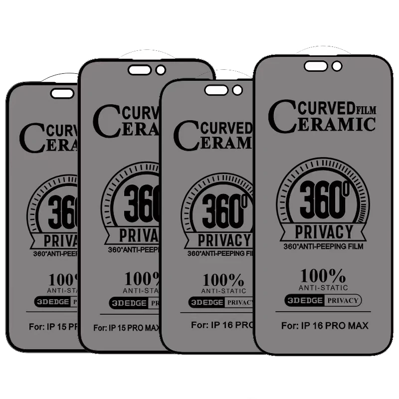 3pcs 360° Privacy Ceramics Anti Spy Film HD Matte Screen Protector For ...