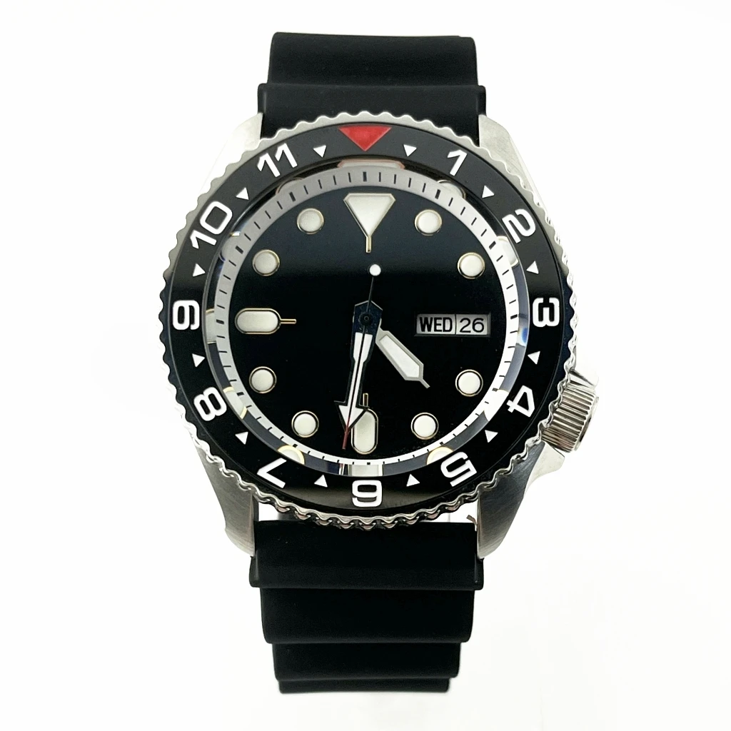 New-42mm-Automatic-Men-Watch-Silver-Case-Ceramic-Bezel-Green-Luminous ...