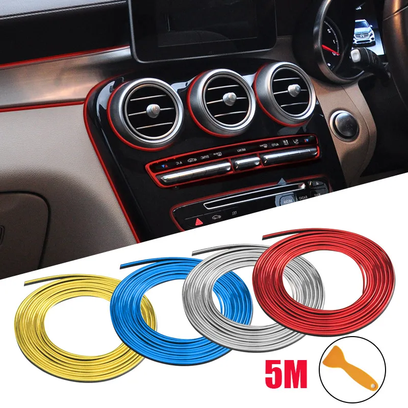 Universal Car Moulding Decoration Flexible Strips 5M/3M Interior Auto ...