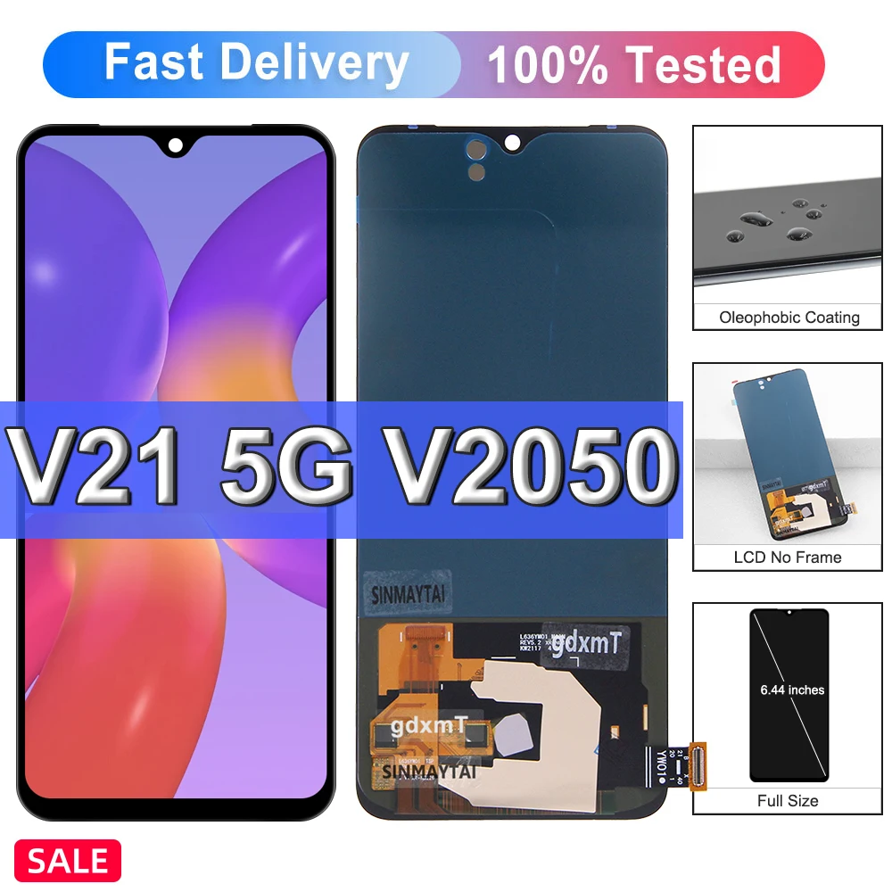 6.44" OLED For Vivo V21 5G LCD V2050 Display Touch Screen Digitizer ...
