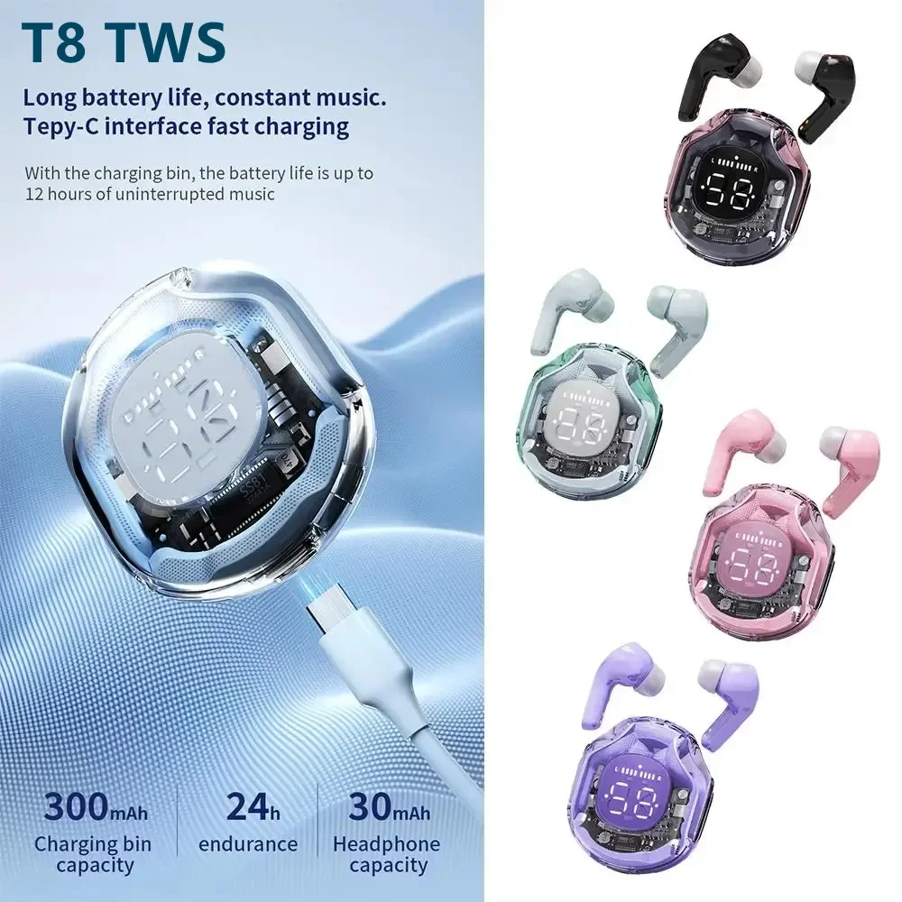 T8-Tws-Bluetooth-Earbuds-with-LED-Digital-Display-Hifi-Enc-Bt-5-3 ...