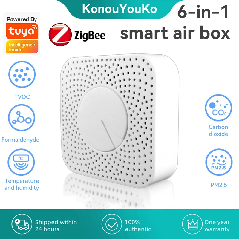 Tuya Zigbee Home Air คุณภาพ Monitor Co2เมตร HCHO PM2.5 TVOC เบนซินแก๊ส ...