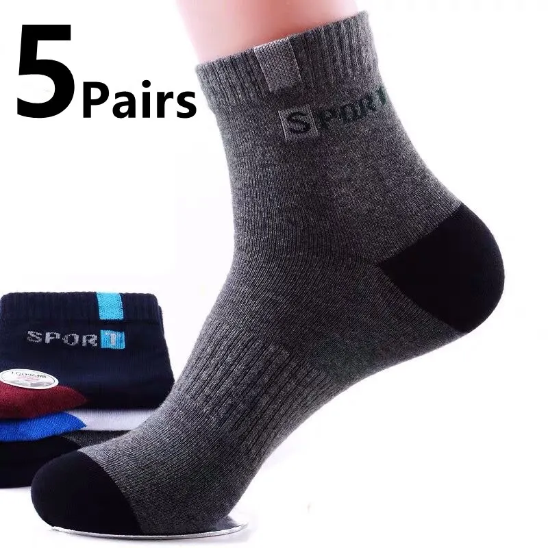 5Pairs-Lot-Men-s-Socks-Mid-tube-Socks-Absorb-Sweat-Running-Professional ...