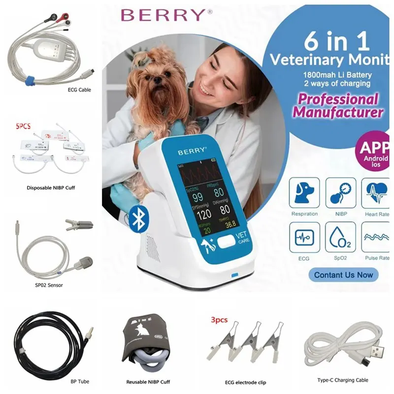 6-IN-1-Portable-Veterinary-Monitor-Pet-Dog-Animal-Monitor-Bluetooth-APP ...
