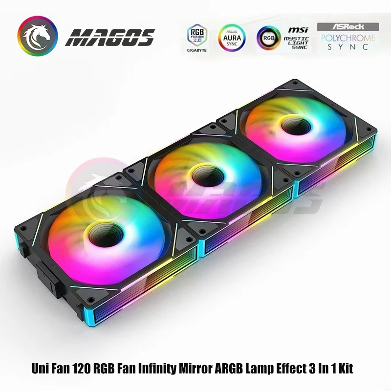 Uni-rgb Infinity Mirror Fan Argb Lamp Effect Em Ventilador Cableless ...